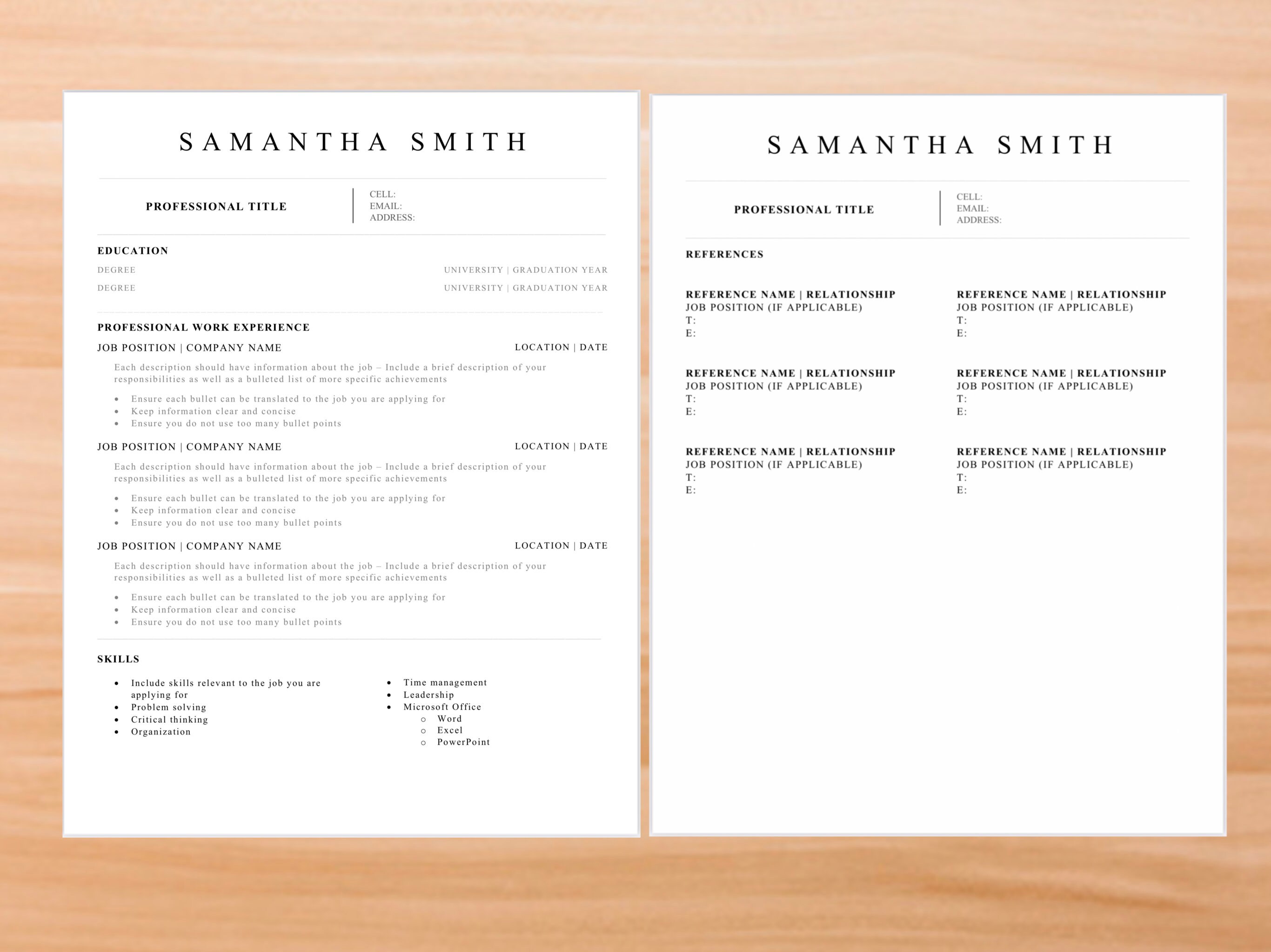 Professional Modern ATS Friendly Resume Template With Reference Page ...