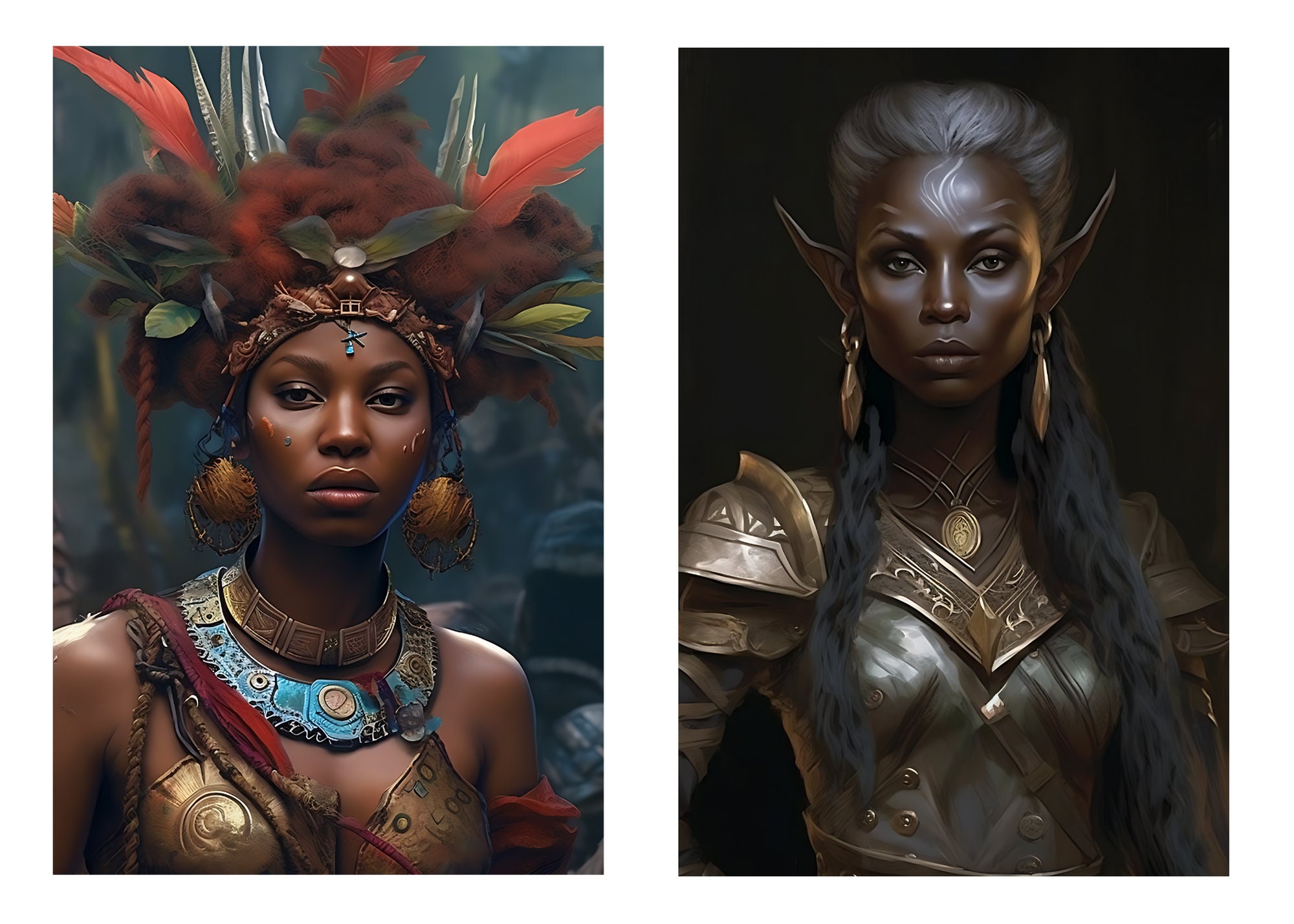 10 African American Elves Digital Papers 8.5 X 11 In. Black Elf Bundle ...