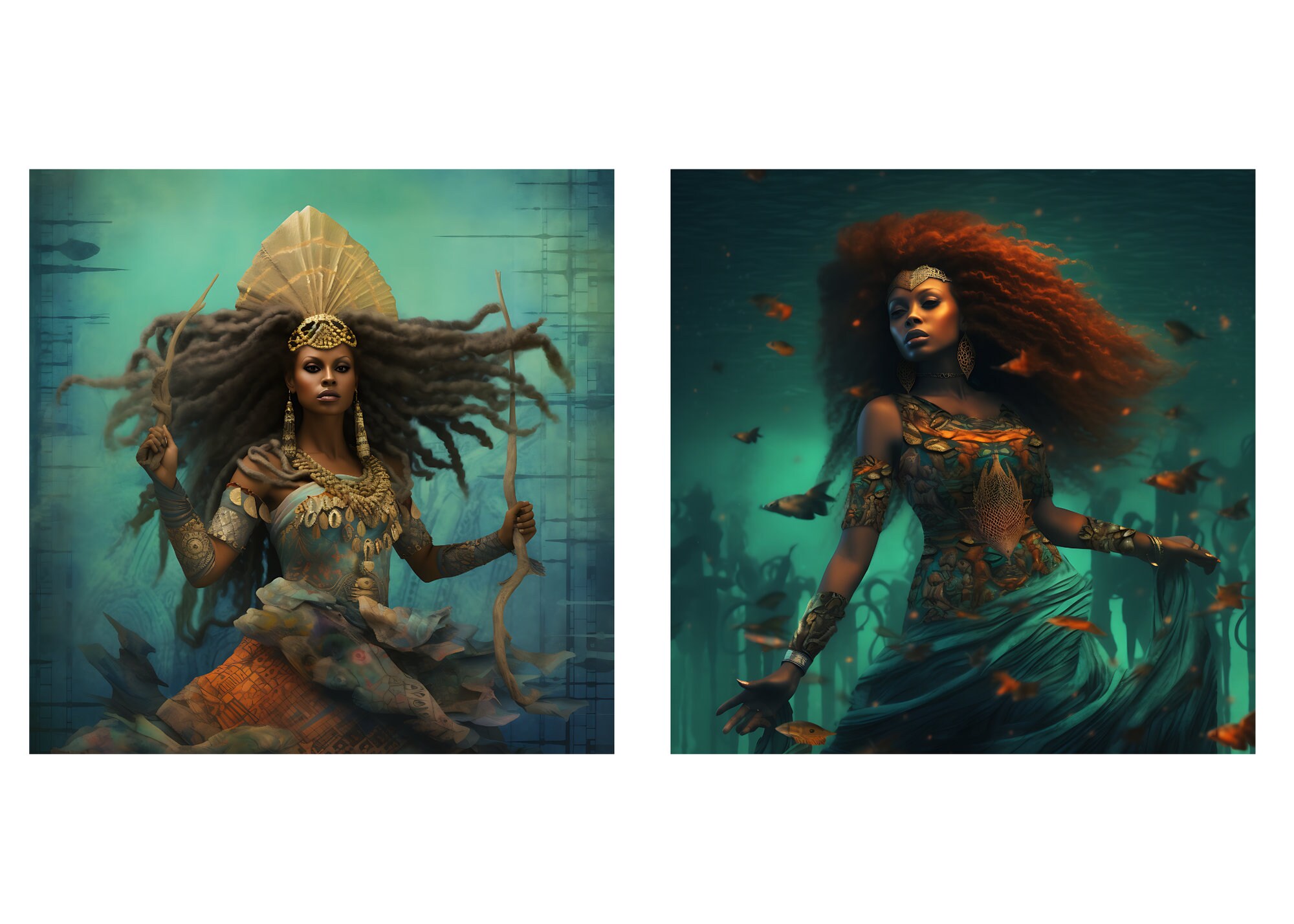 10 African American Mermaid Digital Papers 8.5 X 11 In. Pk 1 | Black ...