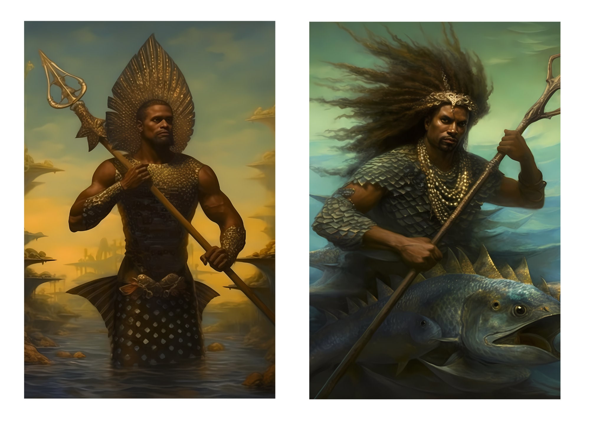 10 African American Merman Digital Papers 8.5 X 11 In. | Black Fairy ...