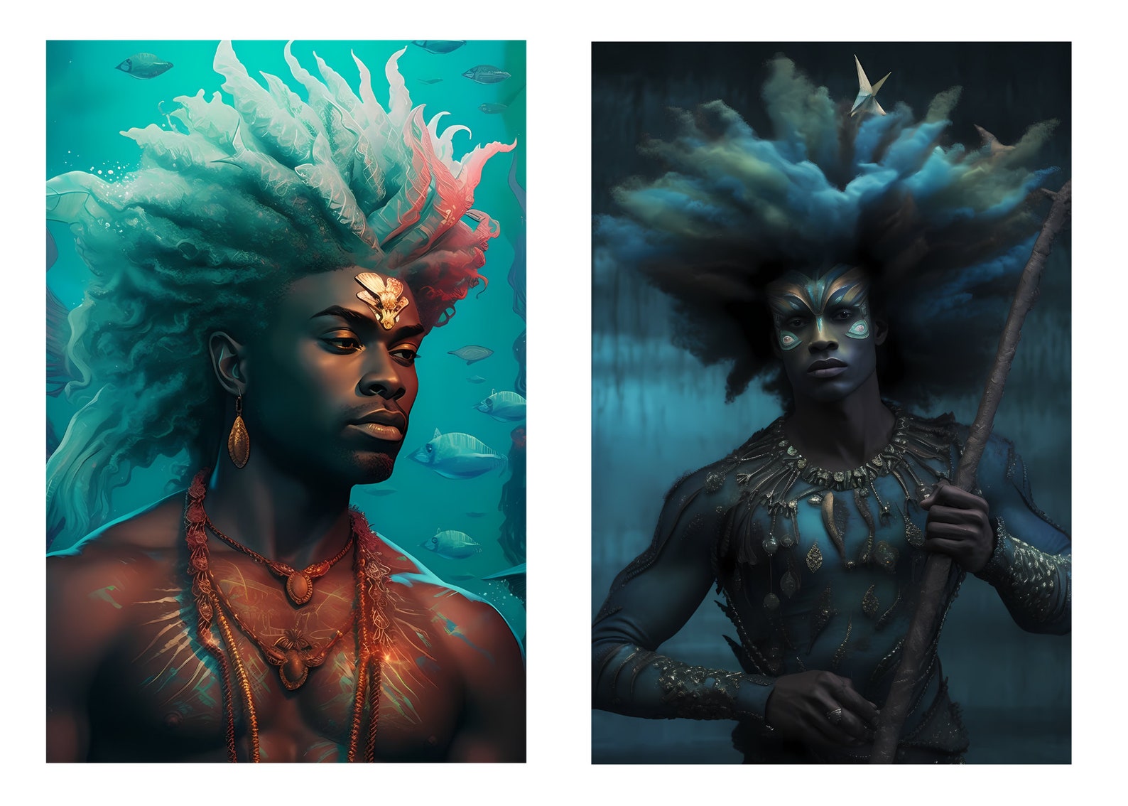 10 African American Merman Digital Papers 8.5 X 11 In. | Black Fairy ...