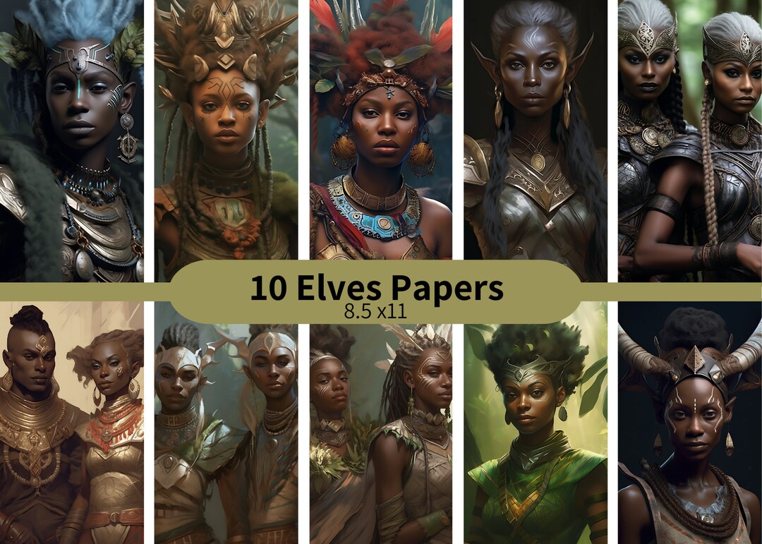 10 African American Elves Digital Papers 8.5 X 11 In. Black Elf Bundle ...