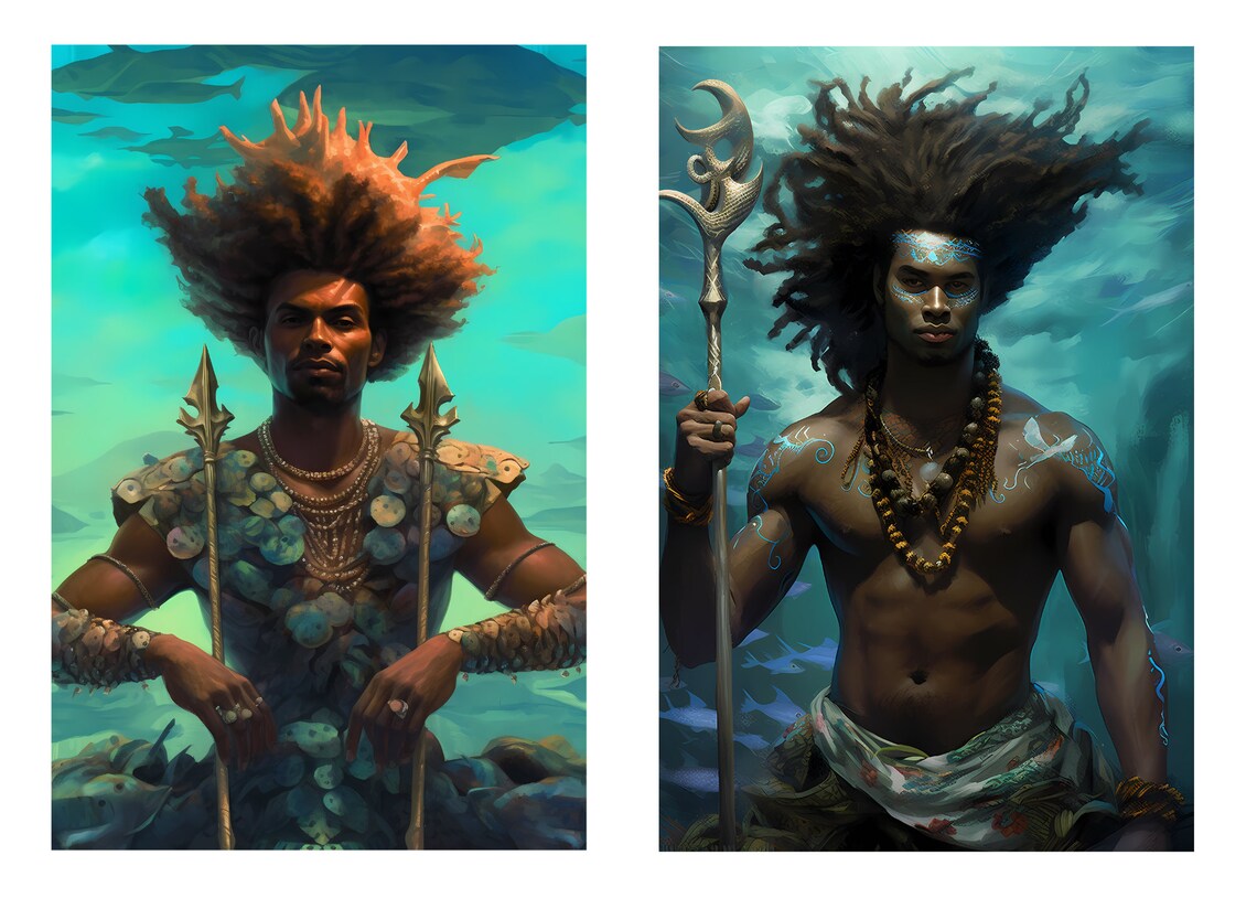 10 African American Merman Digital Papers 8.5 X 11 In. | Black Fairy ...