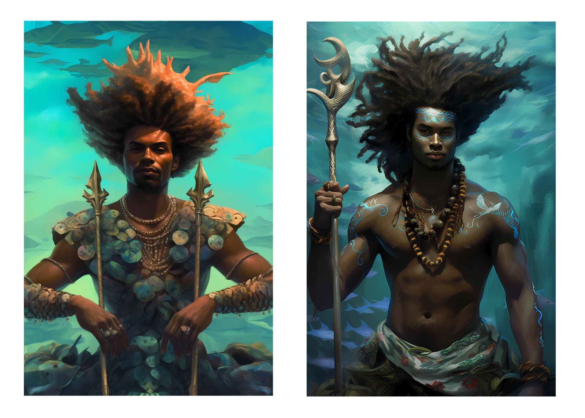 10 African American Merman Digital Papers 8.5 X 11 In. | Black Fairy ...