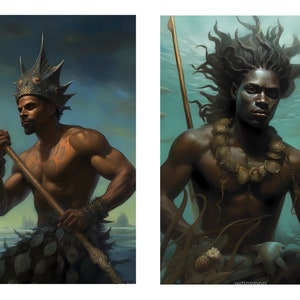 10 African American Merman Digital Papers 8.5 X 11 In. | Black Fairy ...