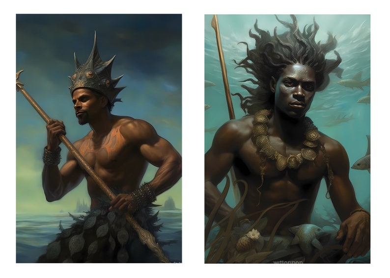 10 African American Merman Digital Papers 8.5 X 11 In. | Black Fairy ...