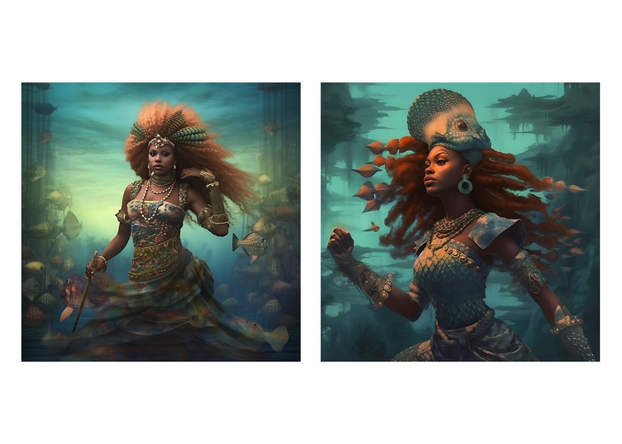 10 African American Mermaid Digital Papers 8.5 X 11 In. Pk 1 | Black ...