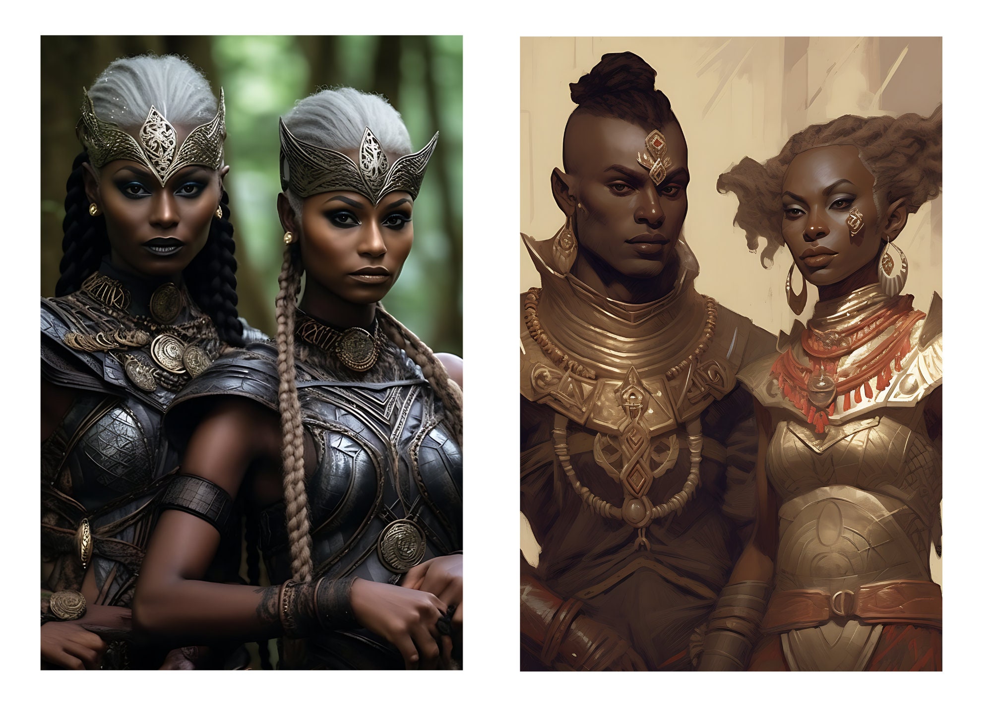 10 African American Elves Digital Papers 8.5 X 11 In. Black Elf Bundle ...