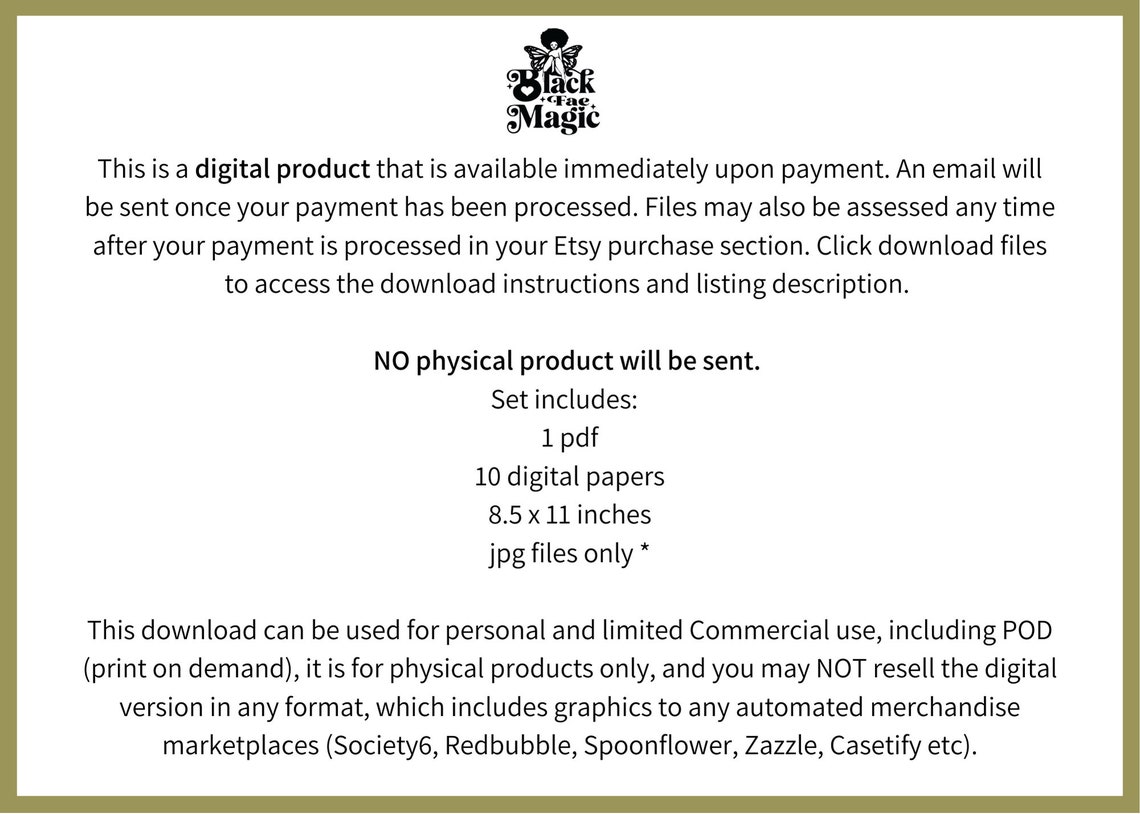 10 African American Merman Digital Papers 8.5 X 11 In. | Black Fairy ...