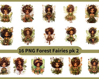 15 PNG African American Forest Fairies Clipart Pack 1 | Black Fairy ...