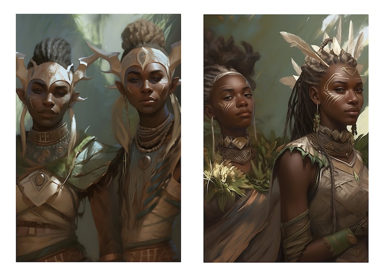 10 African American Elves Digital Papers 8.5 X 11 In. Black Elf Bundle ...