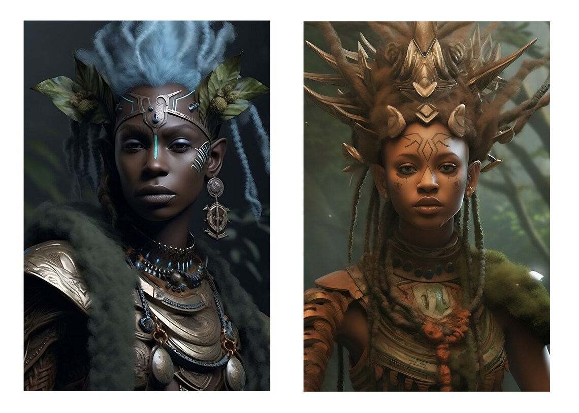 10 African American Elves Digital Papers 8.5 X 11 In. Black Elf Bundle ...