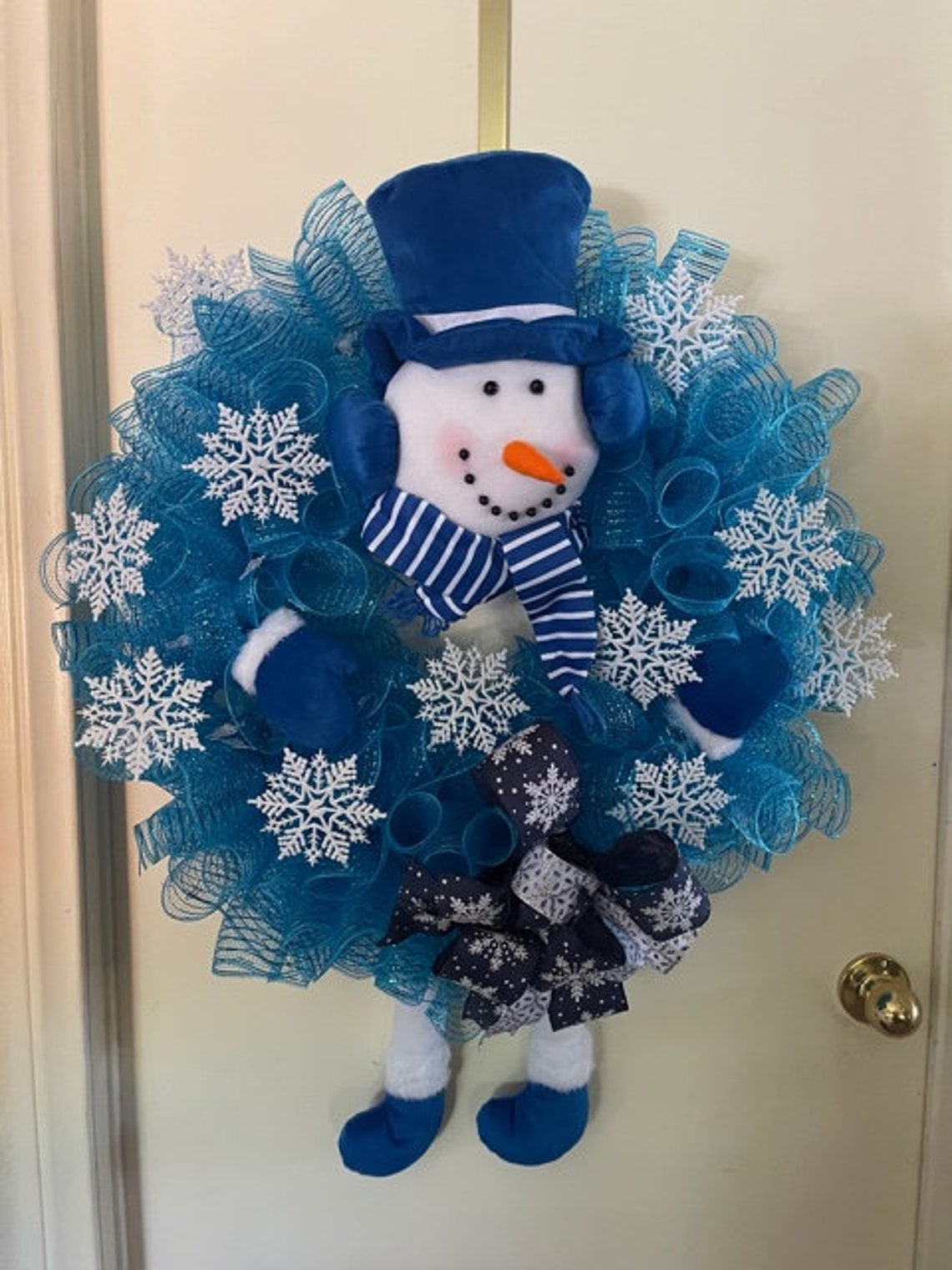 Blue Snowman Plush Light-up Wreath - Etsy