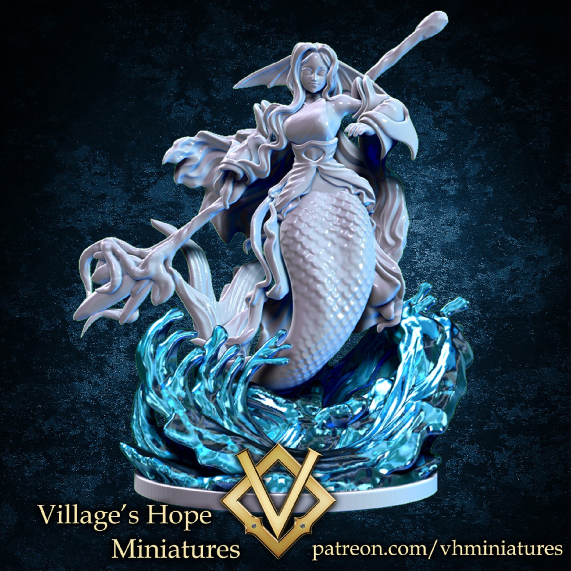 Mermaid Enchantress / Tabletop Model / Miniature Figurine | Village's ...