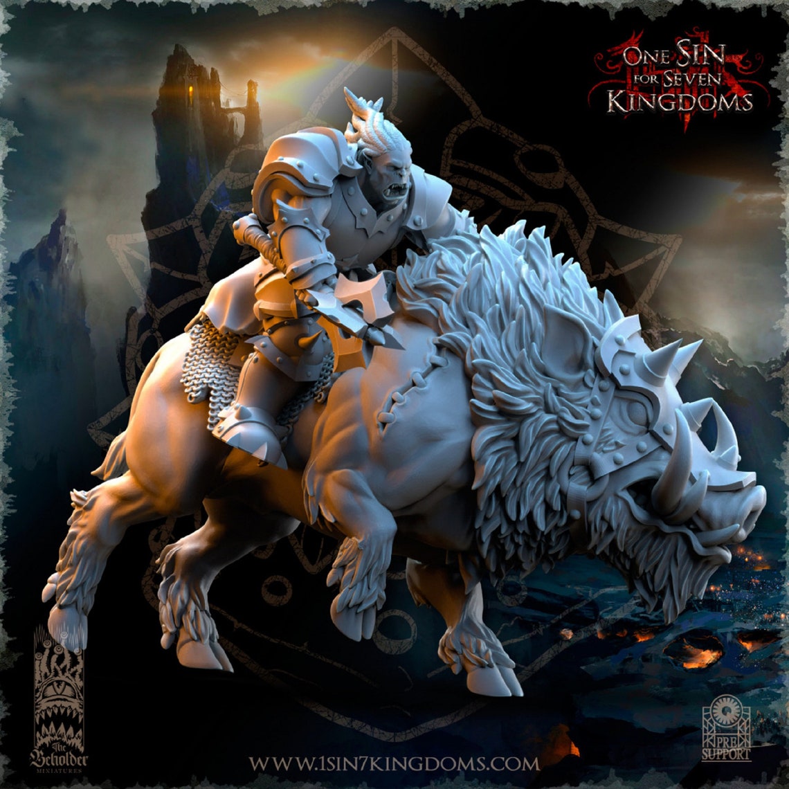 Orc Boar Rider Cavalry Squad / Tabletop Model / Miniature Figurine ...