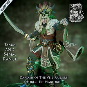 Dariash the Wood Elf Warlord / Tabletop Model / Miniature Figurine ...