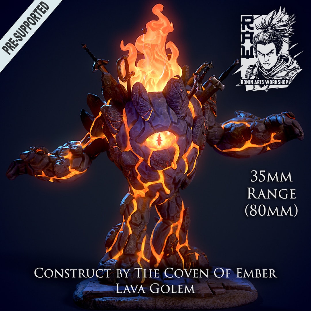 Lava Golem / Tabletop Model / Miniature Figurine | Ronin Arts Workshop ...