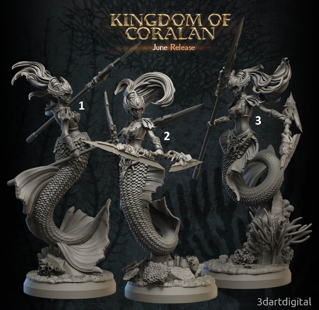 Female Merfolk Warrior / Tabletop Model / Miniature Figurine ...