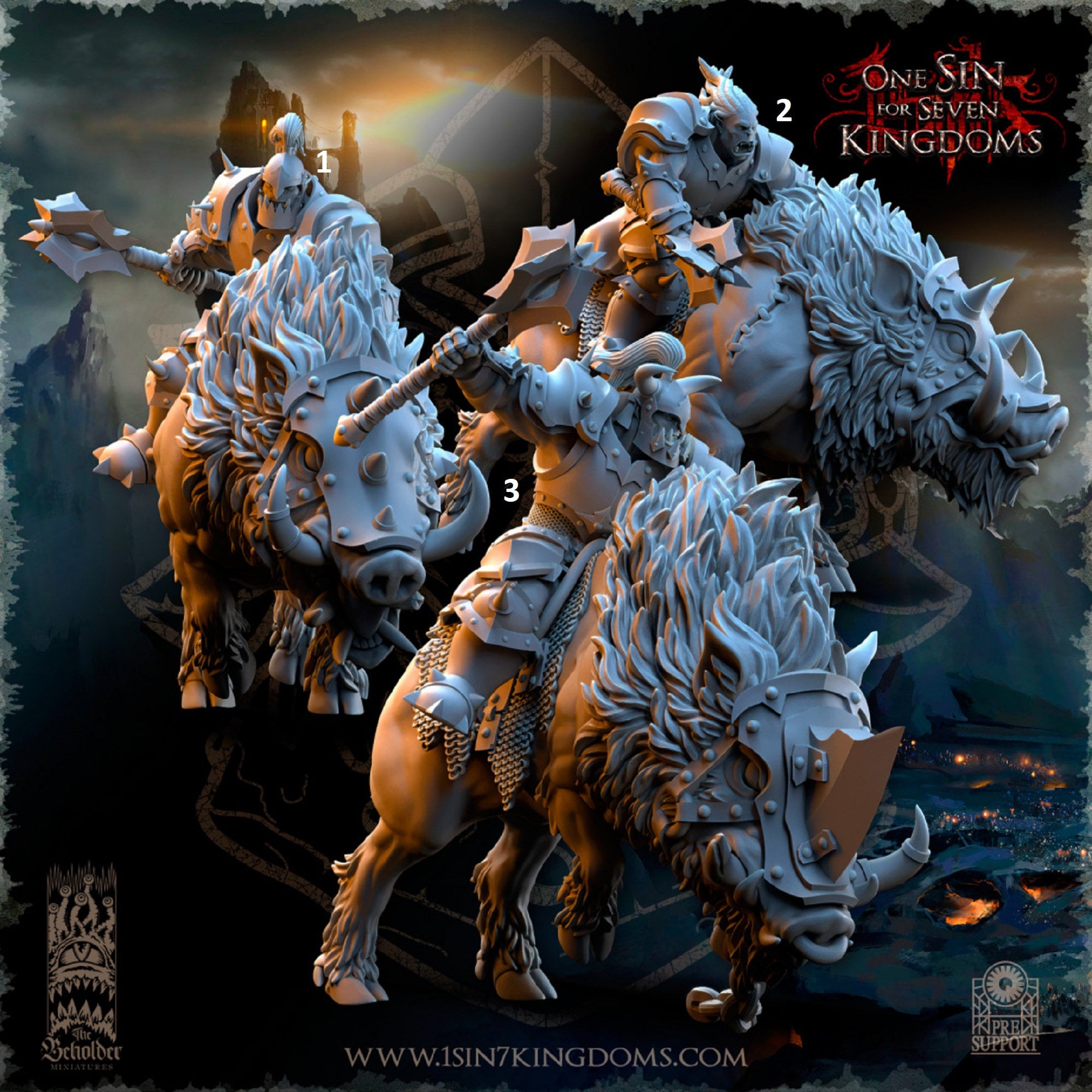 Orc Boar Rider Cavalry Squad / Tabletop Model / Miniature Figurine ...