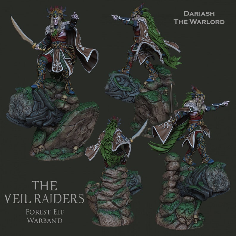 Dariash the Wood Elf Warlord / Tabletop Model / Miniature Figurine ...