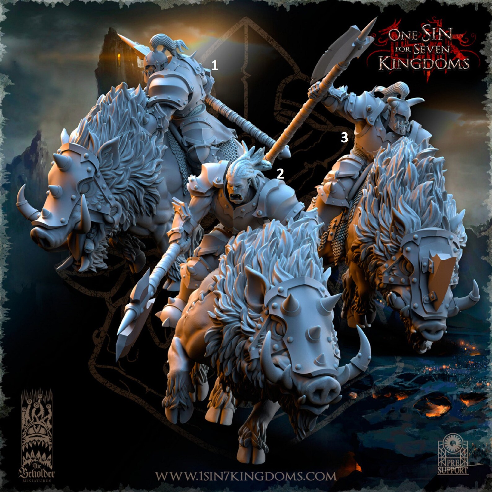 Orc Boar Rider Cavalry Squad / Tabletop Model / Miniature Figurine ...