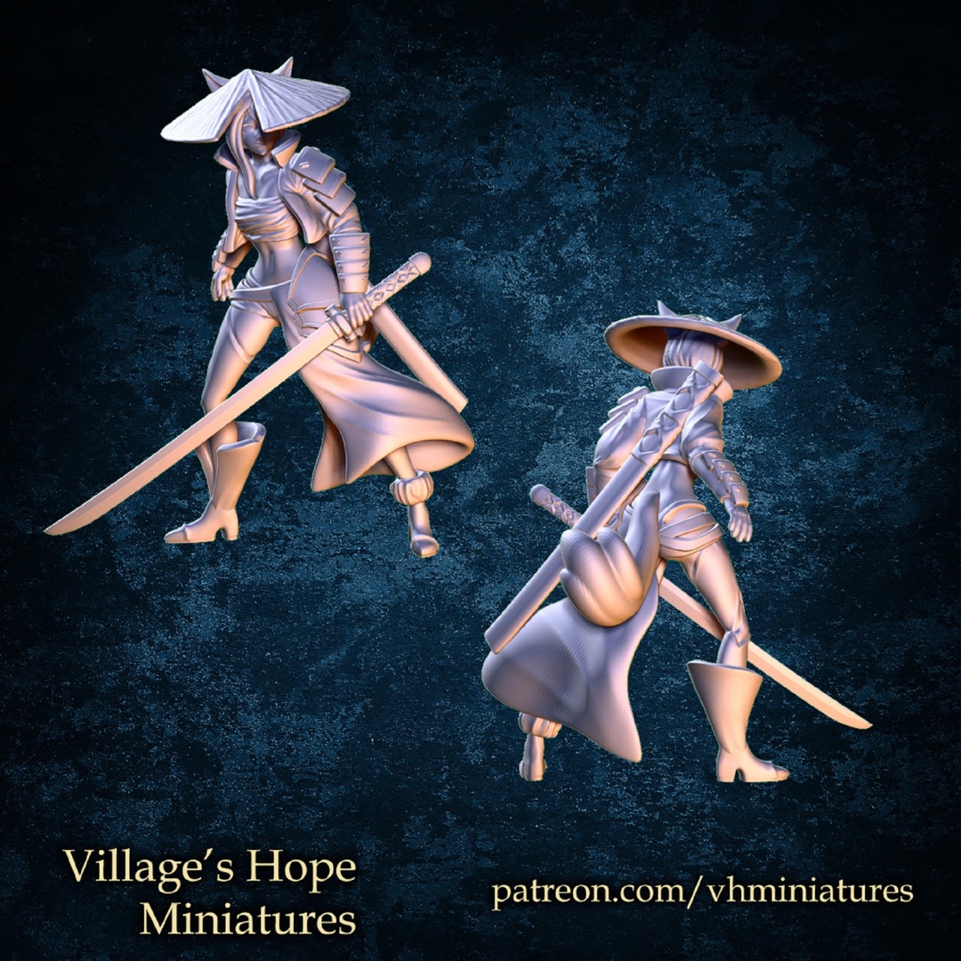 Wolf Girl Samurai / Tabletop Model / Miniature Figurine | Village's ...