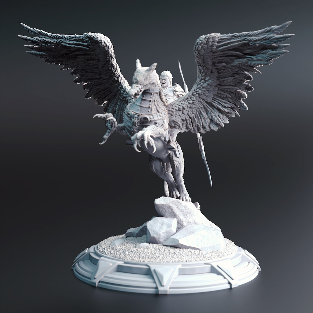 Griffon Rider Ash / Tabletop Model / Miniature Figurine | DM Stash - Etsy