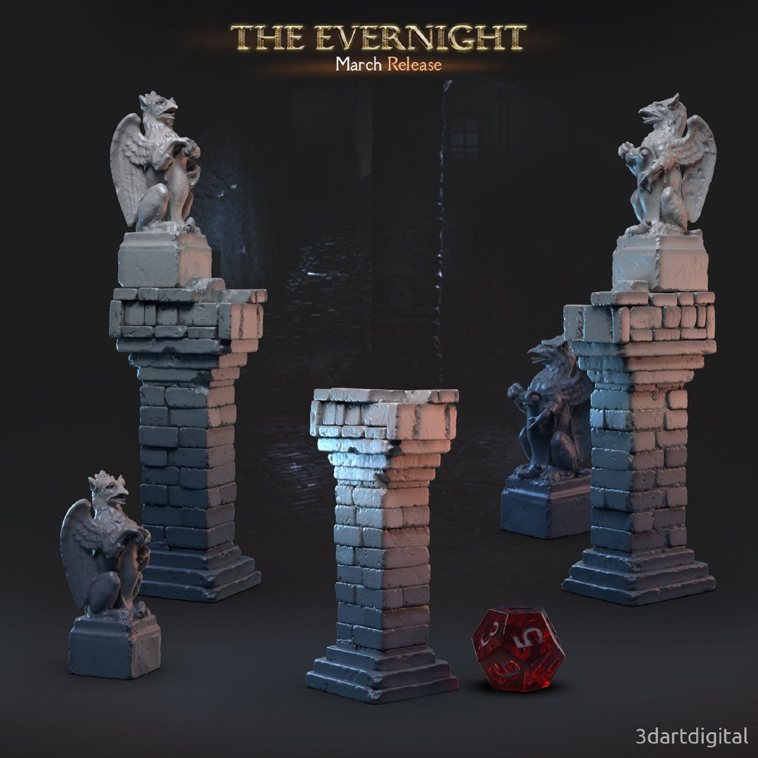 Pillars and Gargoyle / Tabletop Figurine / Miniature Model ...