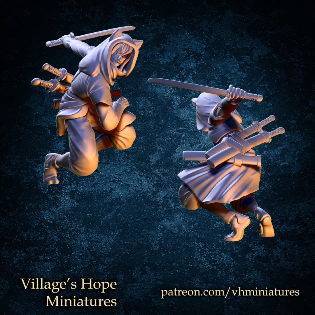Wolfman Ninja / Tabletop Model / Miniature Figurine | Village's Hope - Etsy
