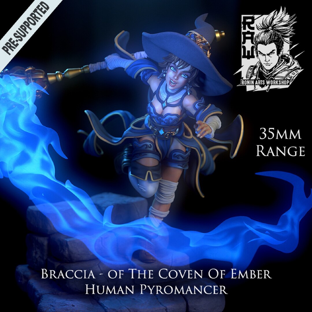 Bracca the Human Pyromancer / Tabletop Model / Miniature Figurine ...