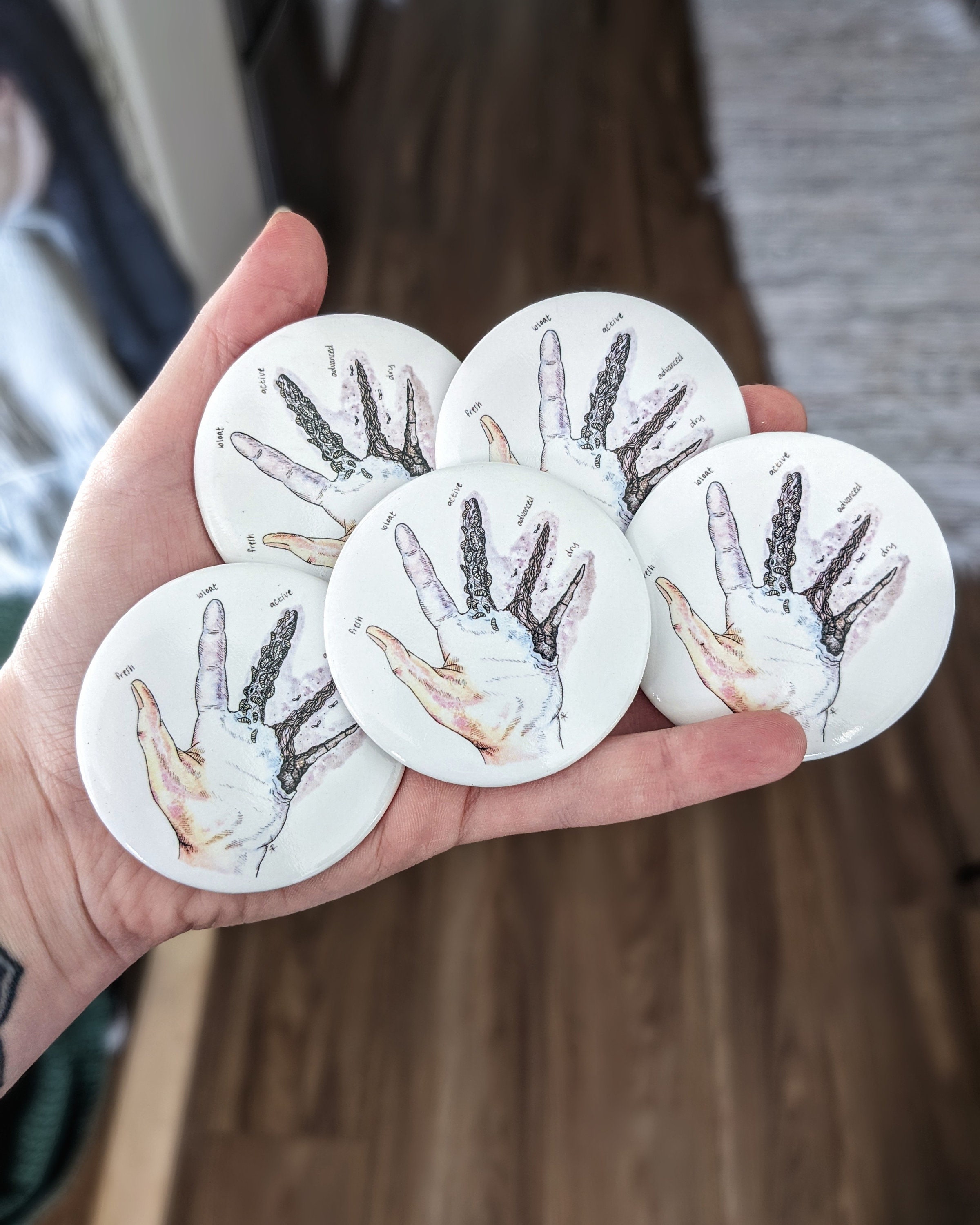 Stages of Decay Hand Pin Button by Skye Rain Art Forensic - Etsy Australia