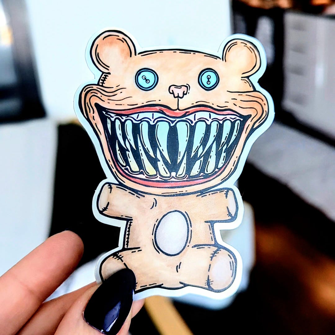 Sticker - "toothy Bear" - Hand Drawn - Scary Teddy Bear - Art ...