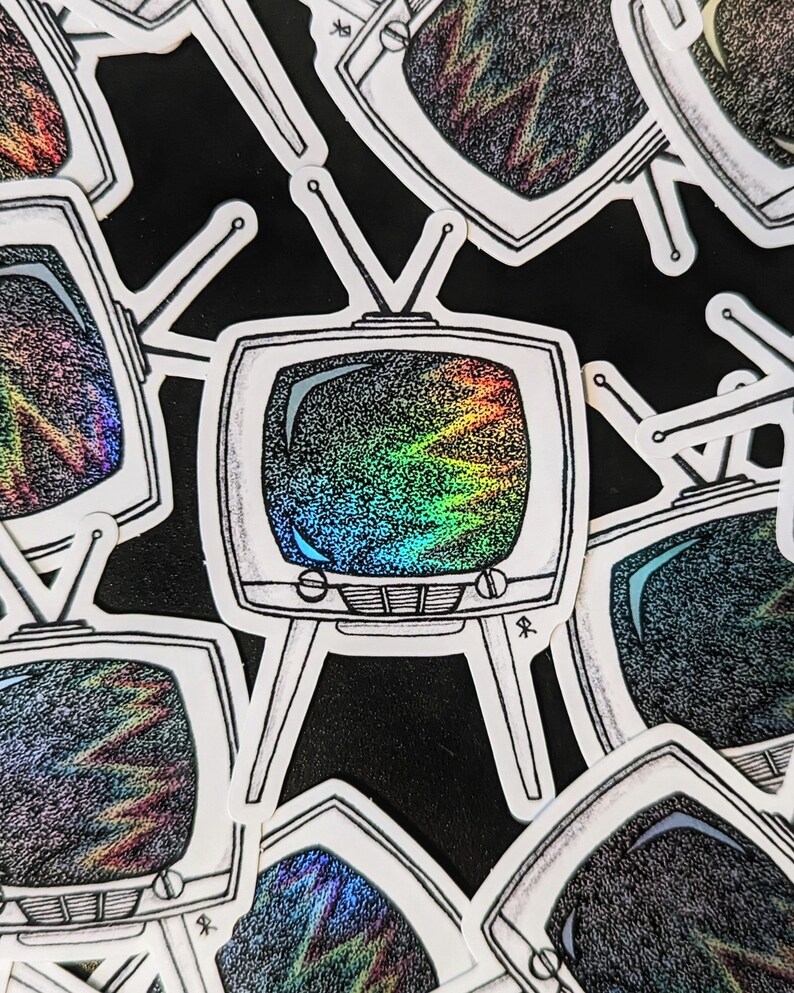 Retro TV Sticker & Magnet by Skye Rain Art Stipple - Etsy