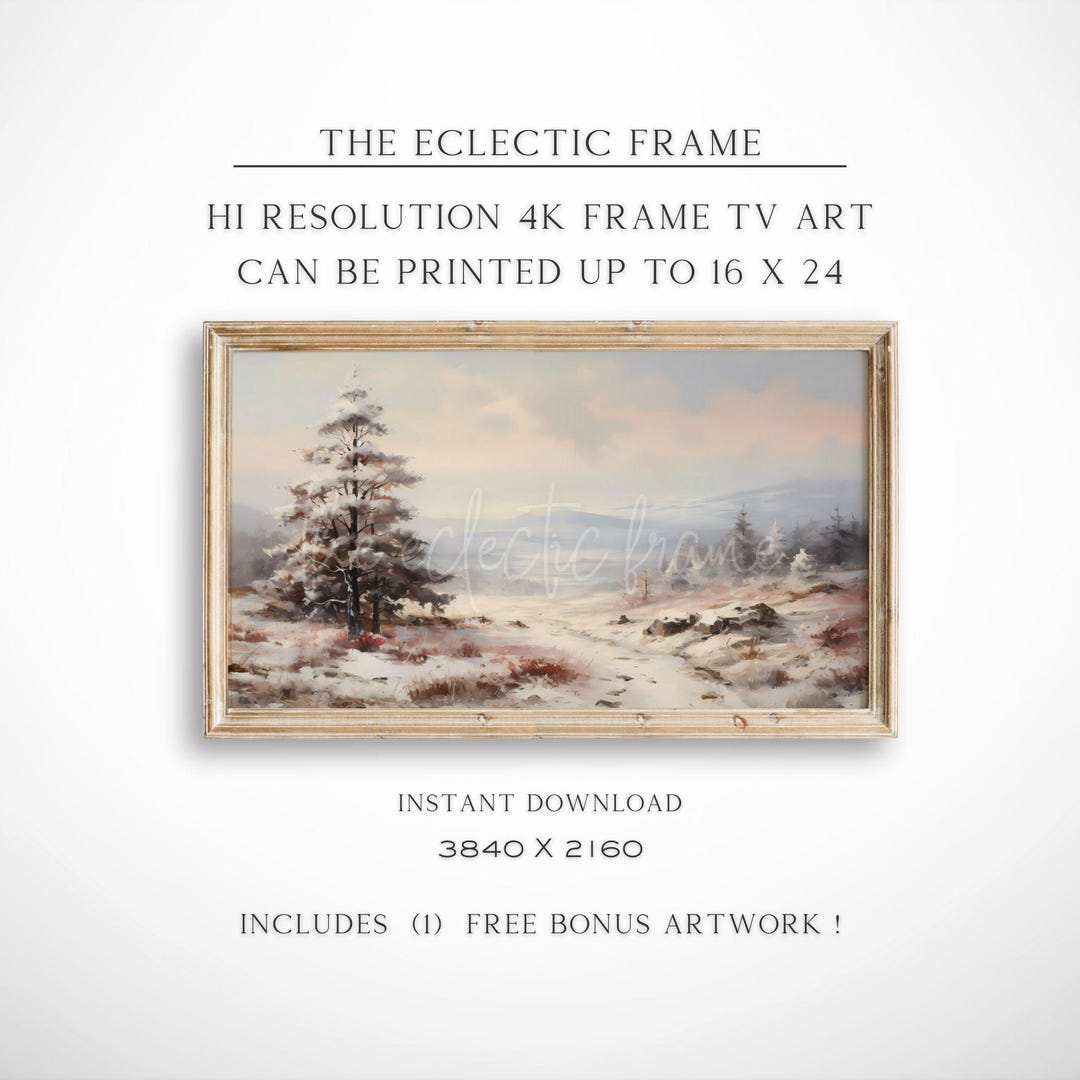 Farmhouse Christmas Tree Winter Frame TV Art, Moody Winter Forest TV ...