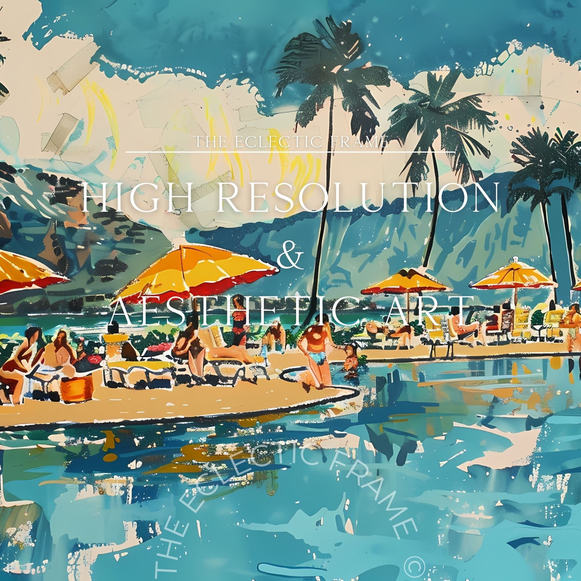 Retro Frame TV Art, Poolside Painting Smart TV Screensaver - Etsy