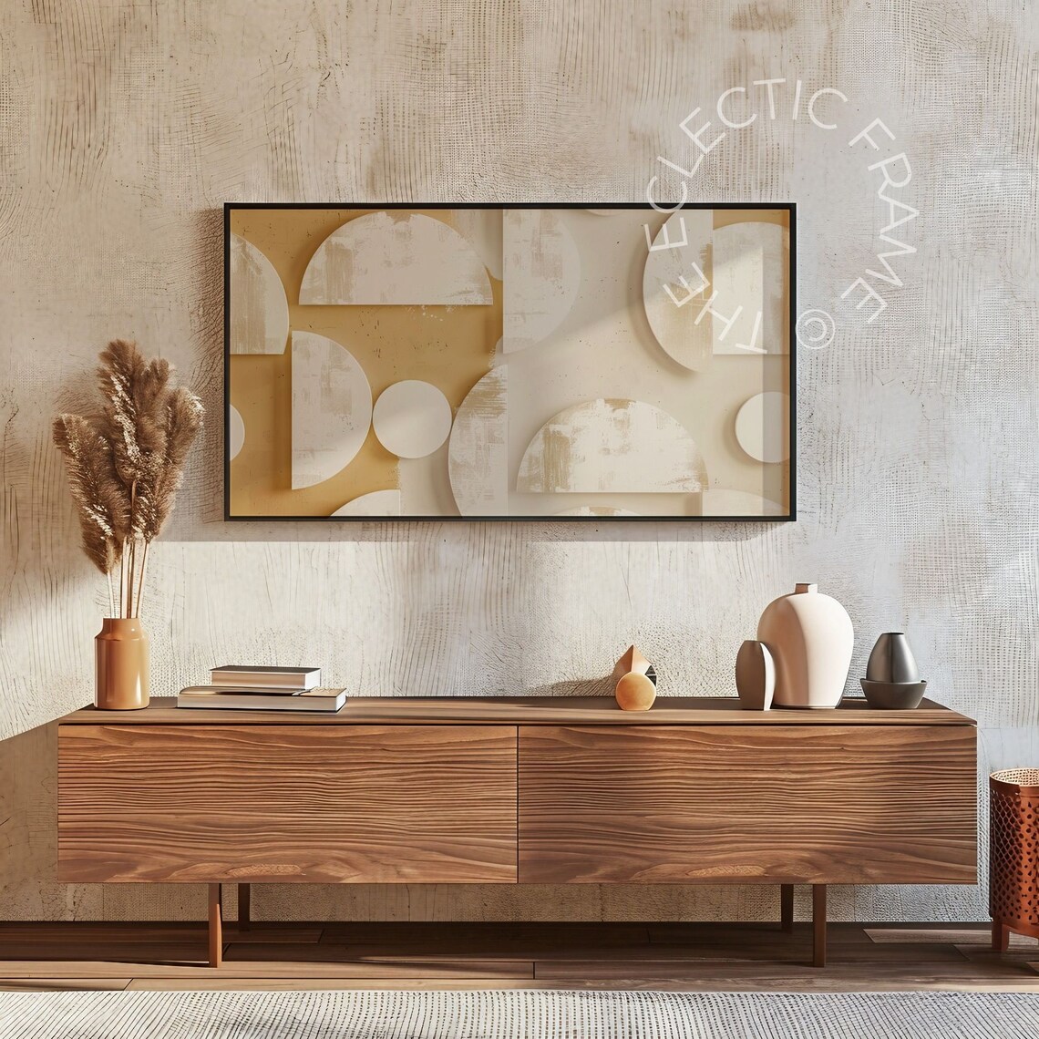 Abstract Frame TV Art, Modern Warm Tone Texture Wall Art, TV ...