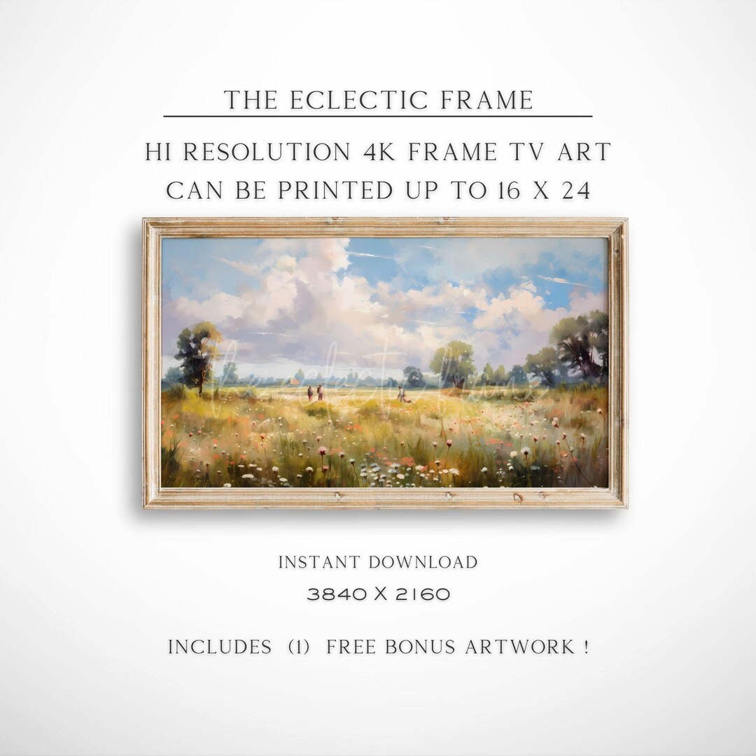 Spring Frame TV Art Flower Meadow, Country Antique Farmhouse TV ...