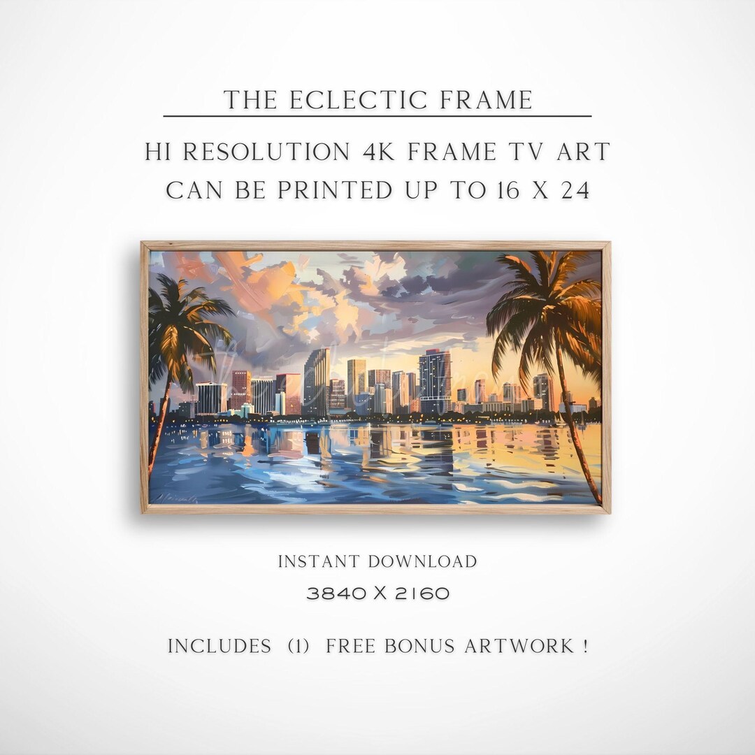 Beach Frame TV Art, Miami Beach Golden Hour TV Screensaver Digital Download, Summer Beach Art ...