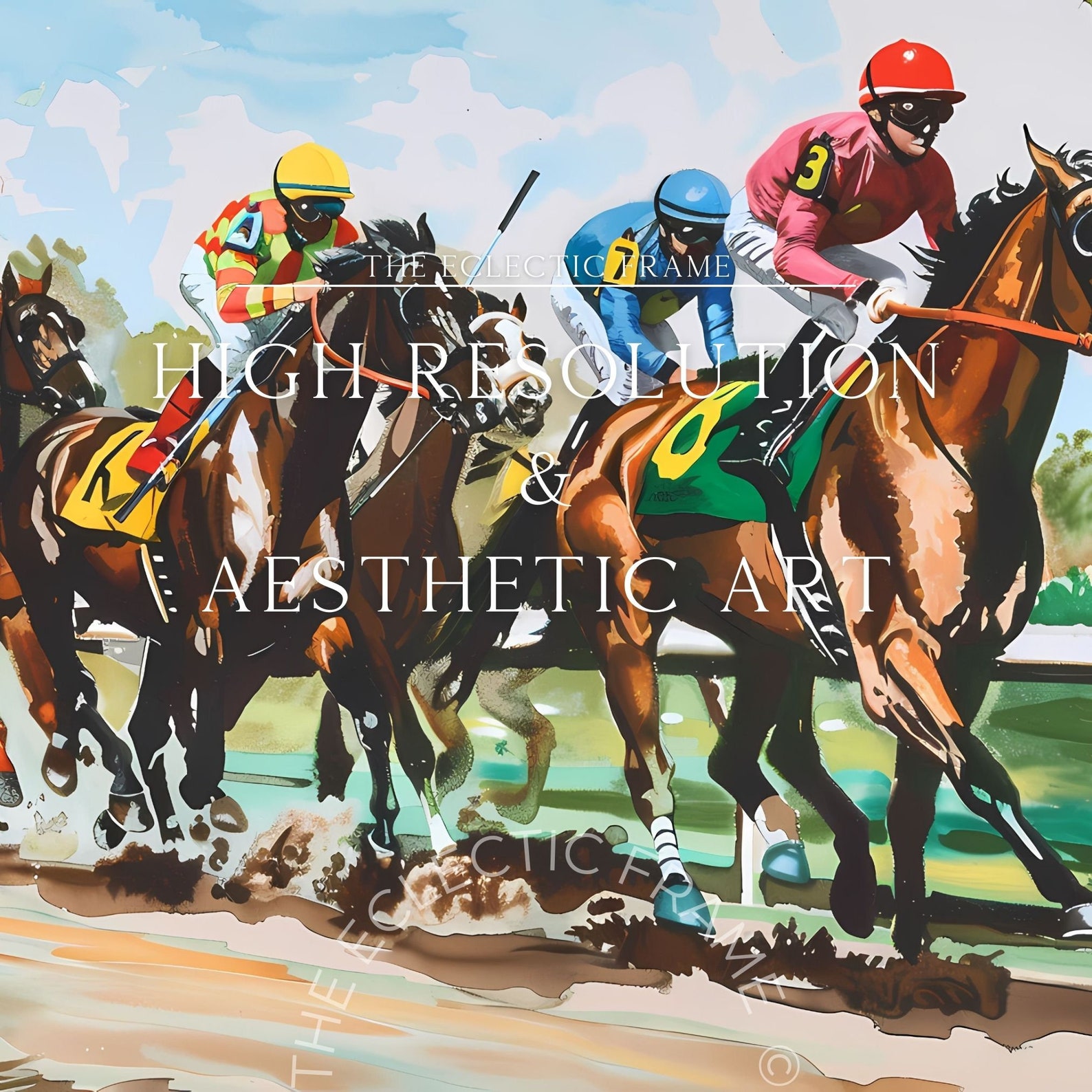 Horse Frame TV Art, Hialeah Race Track Art for Frame TV, Colorful ...