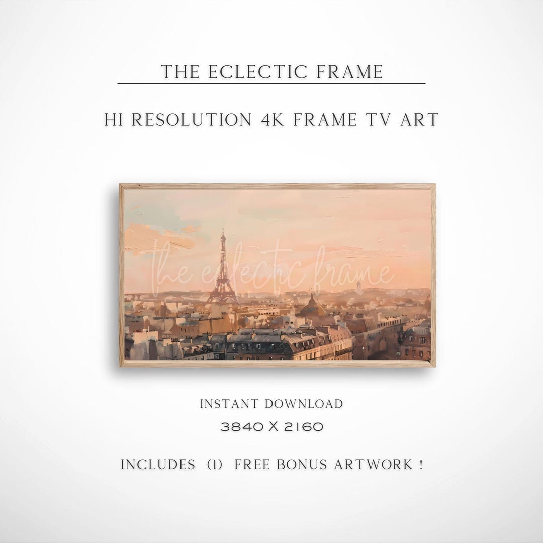 Soft Pink Eiffel Tower Frame TV Art, Romantic Paris Frame TV Art, Desktop Wallpaper, French ...