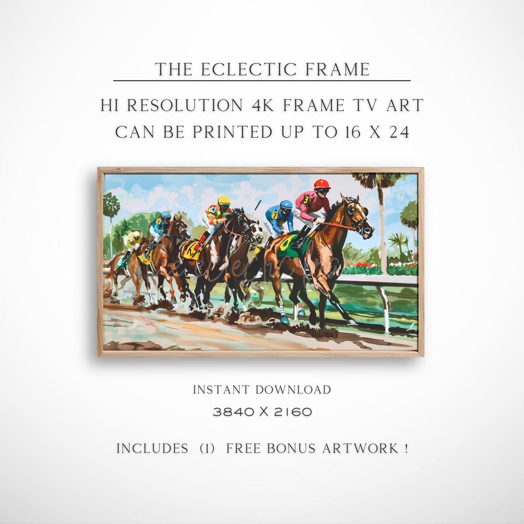 Horse Frame TV Art, Hialeah Race Track Art for Frame TV, Colorful ...