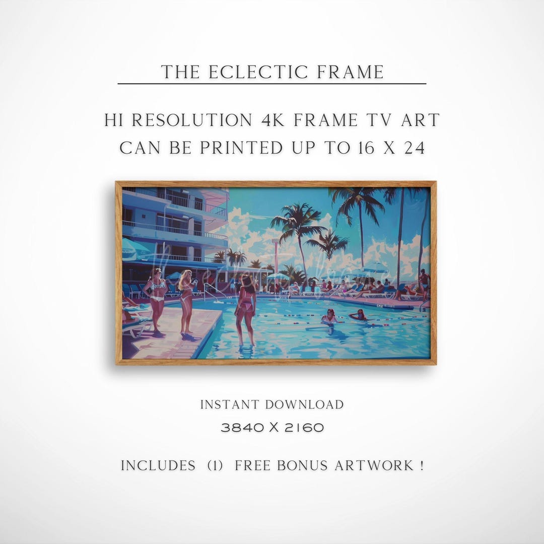 Summer Frame TV Art, Pool Party TV Screensaver, Printable Beach Wall ...