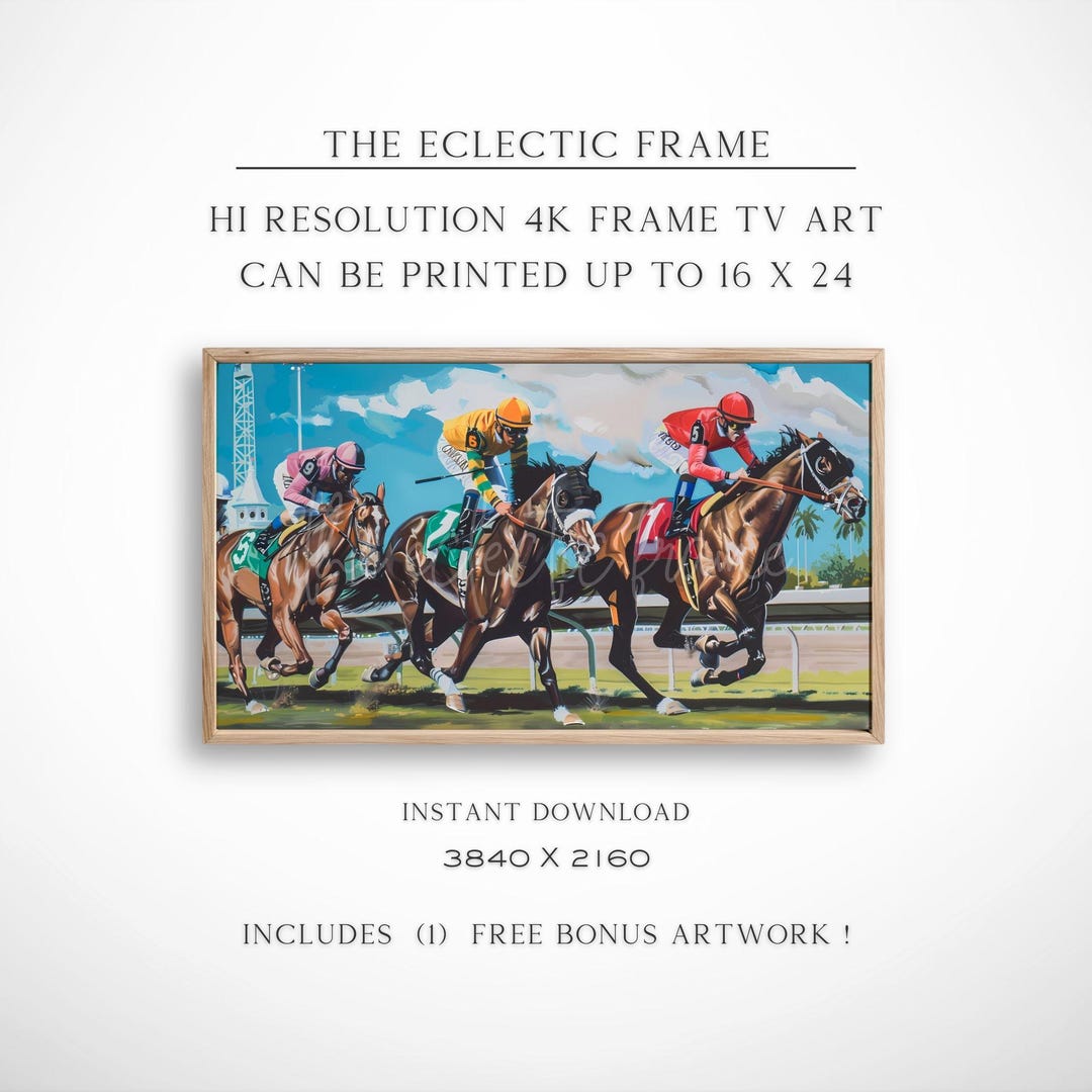 Horse Racing TV Screensaver, Horse Derby Art Digital Download ...
