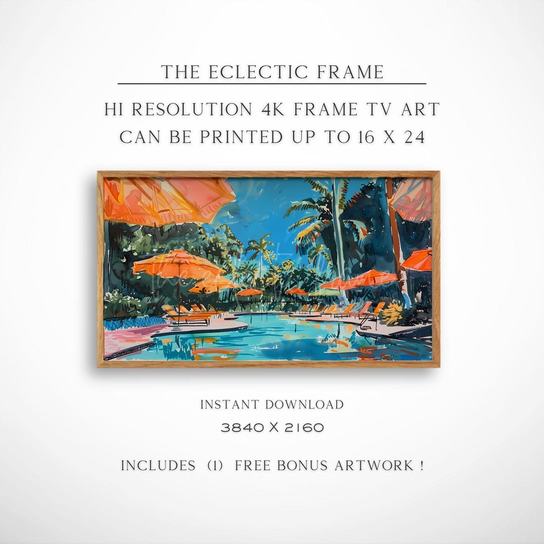 Beach Frame TV Art, Hawaii Poolside Resort Smart TV Screensaver ...