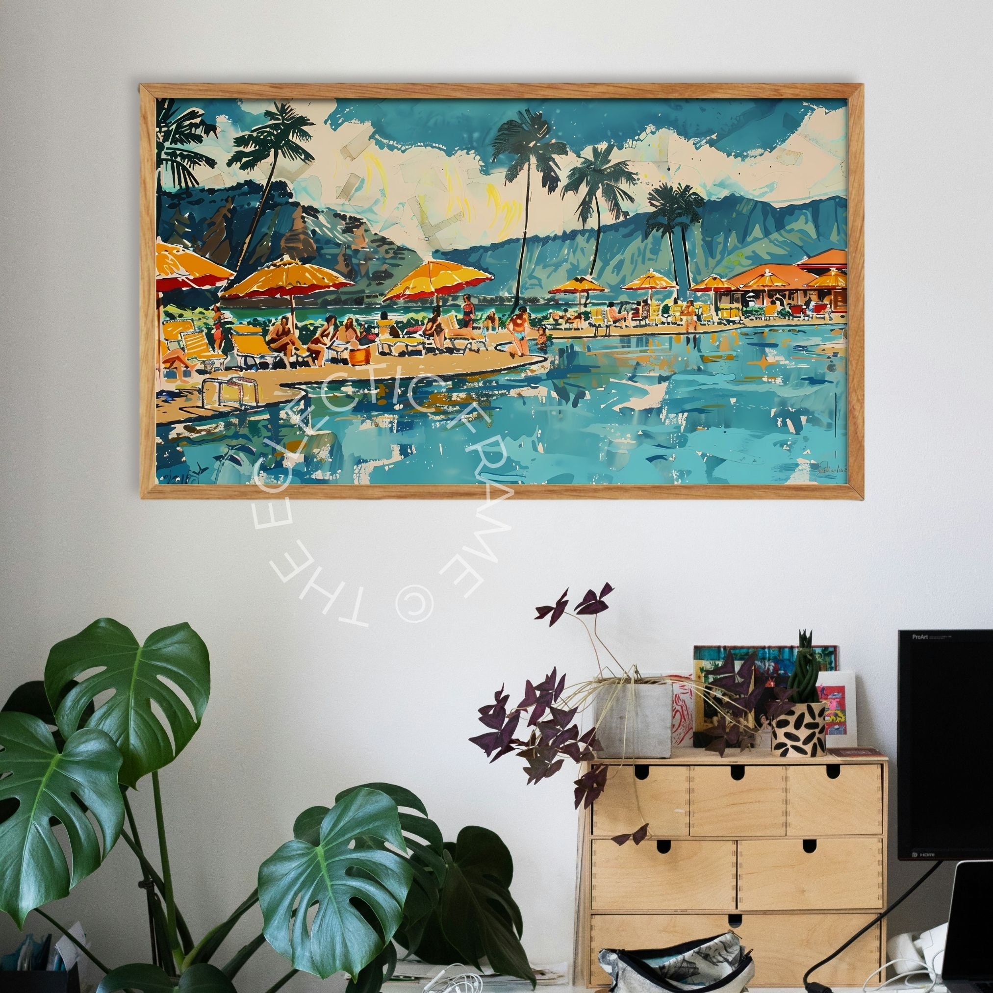 Retro Frame TV Art, Poolside Painting Smart TV Screensaver - Etsy
