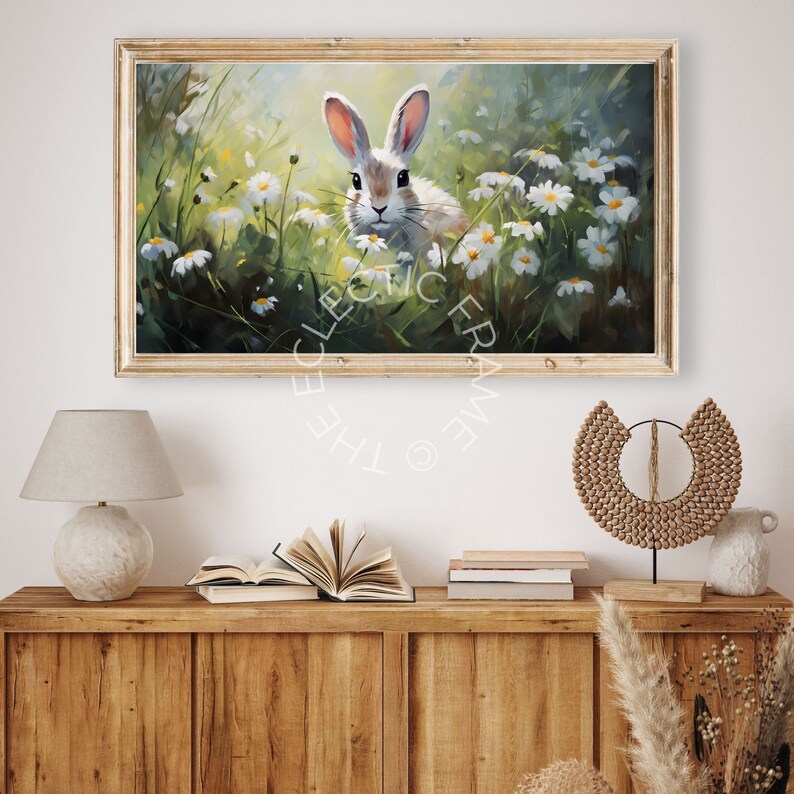 Easter Bunny Frame TV Art, Wild Flower Spring Digital Art TV ...
