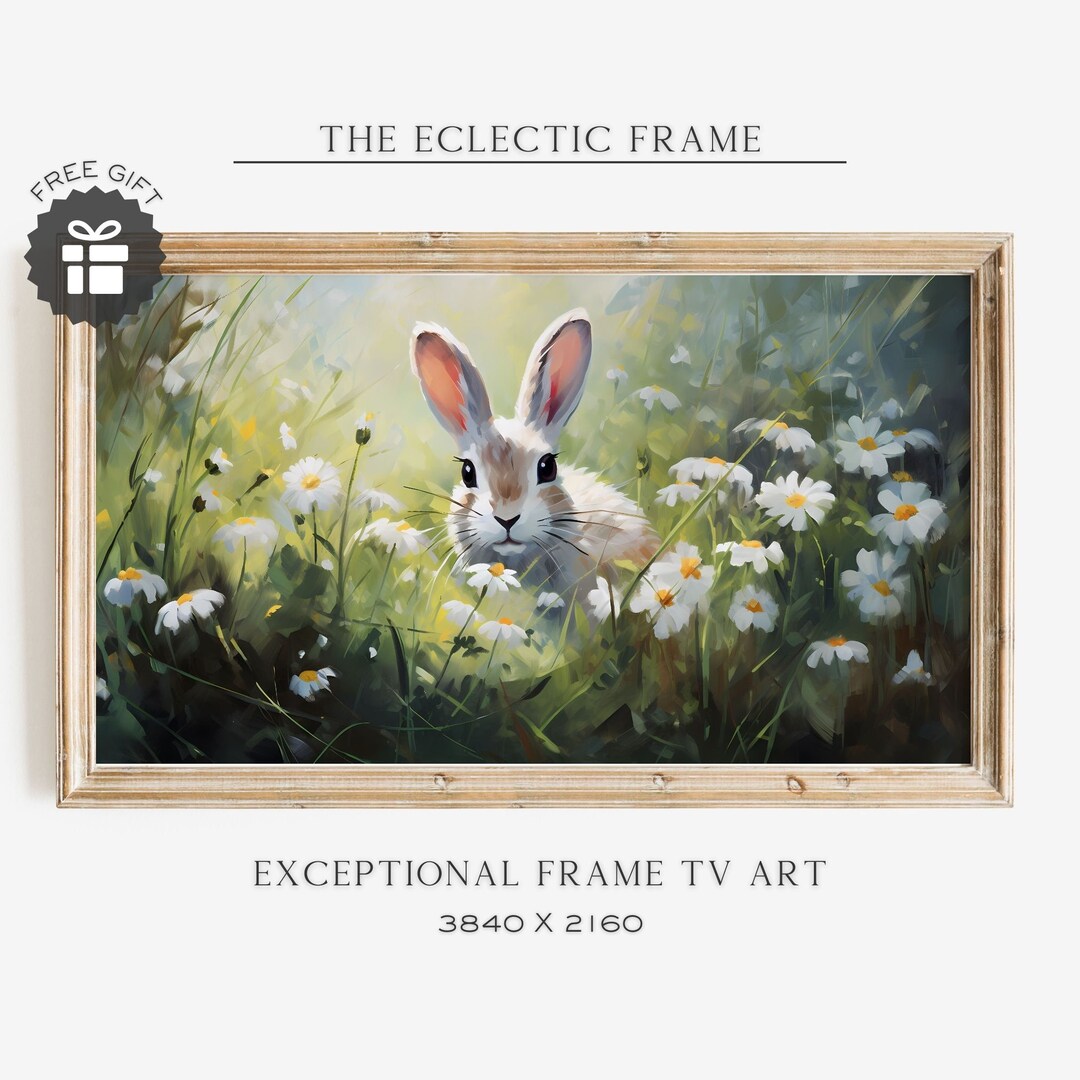Easter Bunny Frame TV Art, Wild Flower Spring Digital Art TV ...
