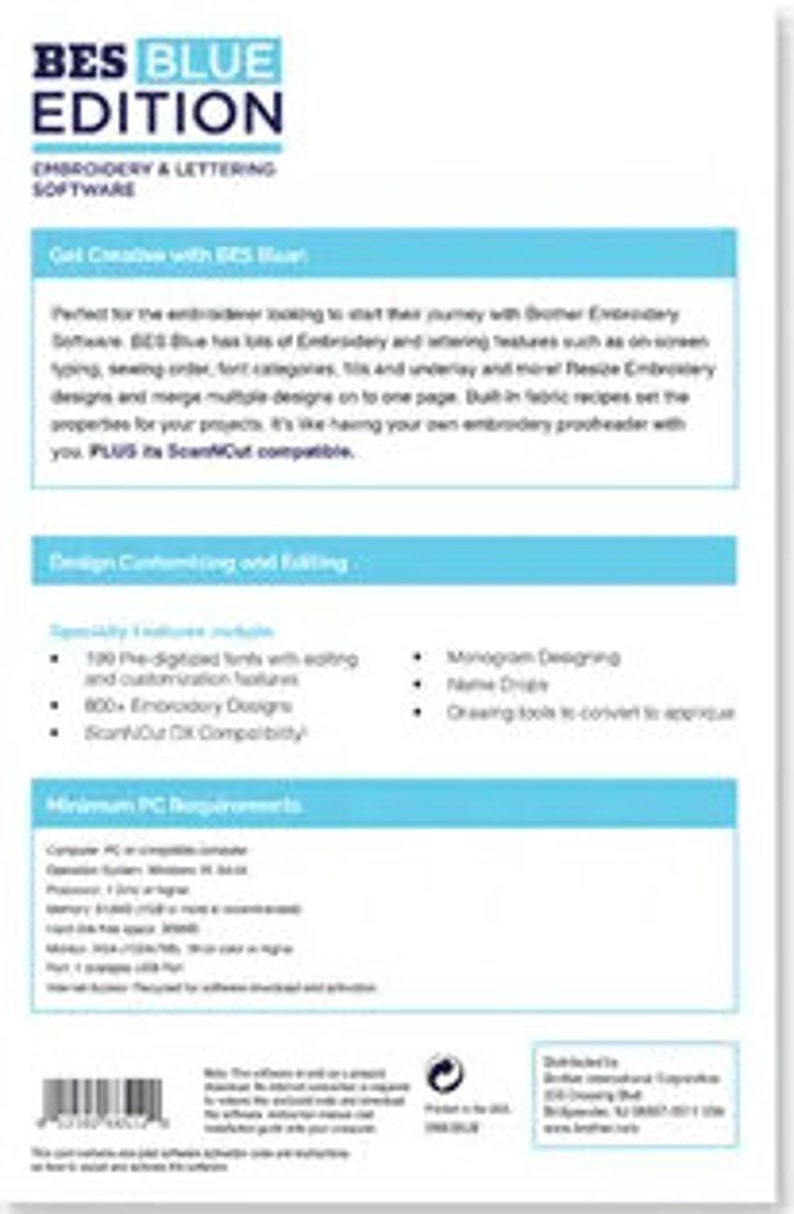 Brother BES Blue Embroidery Software - Physical Copy | Advanced ...