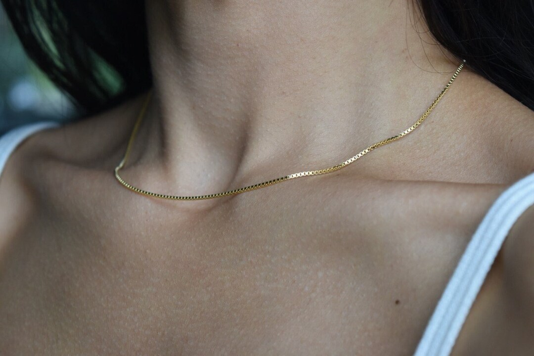 Box Chain Necklace, Thin Chain Gold Filled Necklace, Dainty Jewelry ...