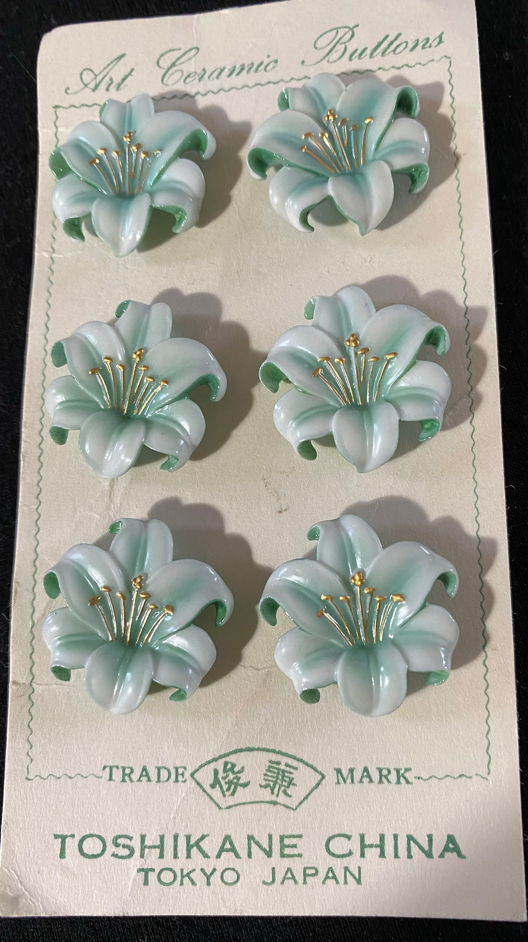 Toshikane China Buttons on Card Lily Lilly - Etsy